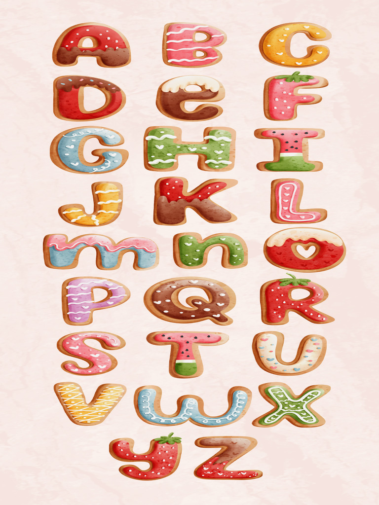 Colourful Illustrated Sweet Candy Alphabet Kids Bookmark | PDF