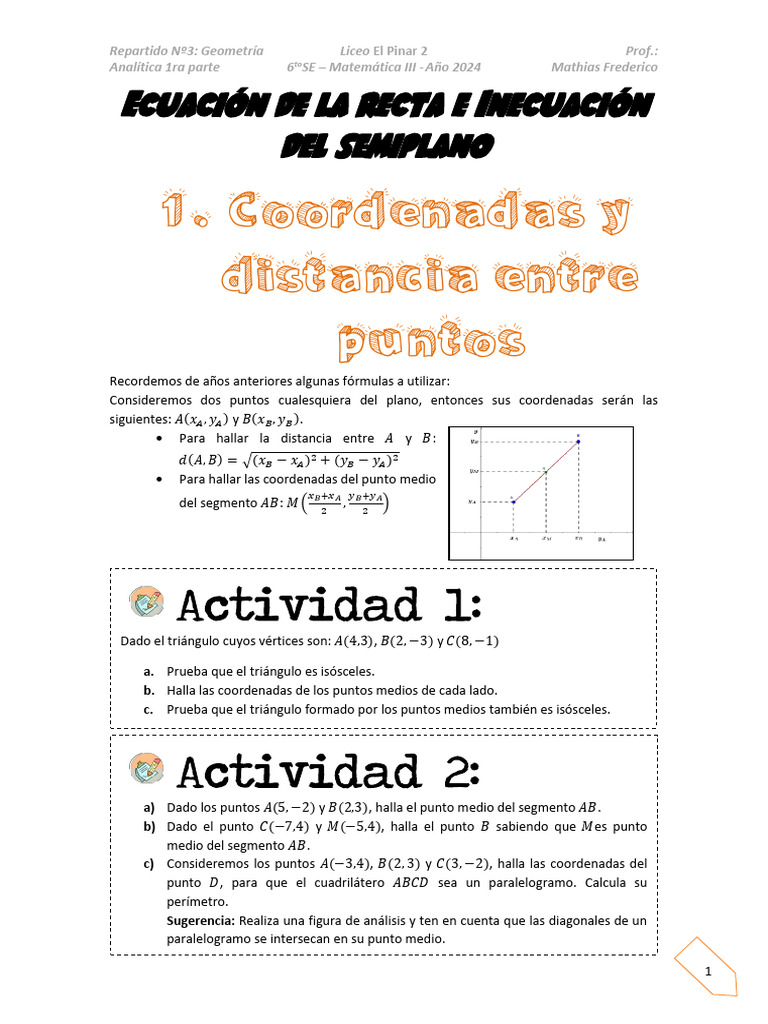 Geometría Analítica 1ra Parte - Recta y Semiplano | PDF | Pendiente ...