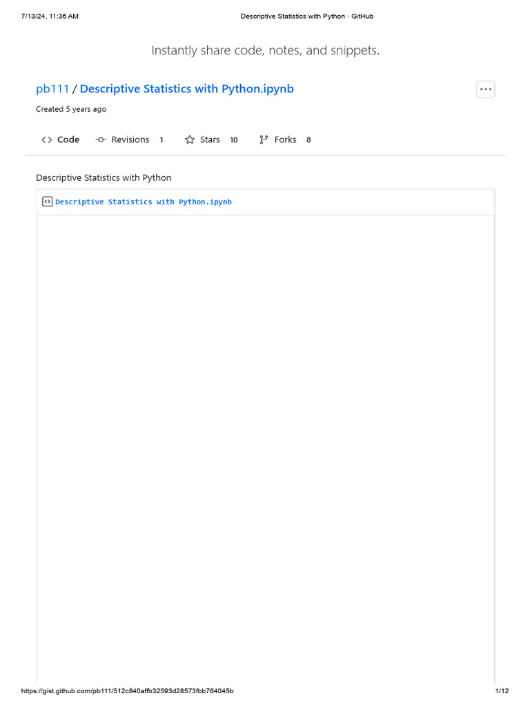 Descriptive Statistics in Python Guide | PDF | Descriptive Statistics | Mean