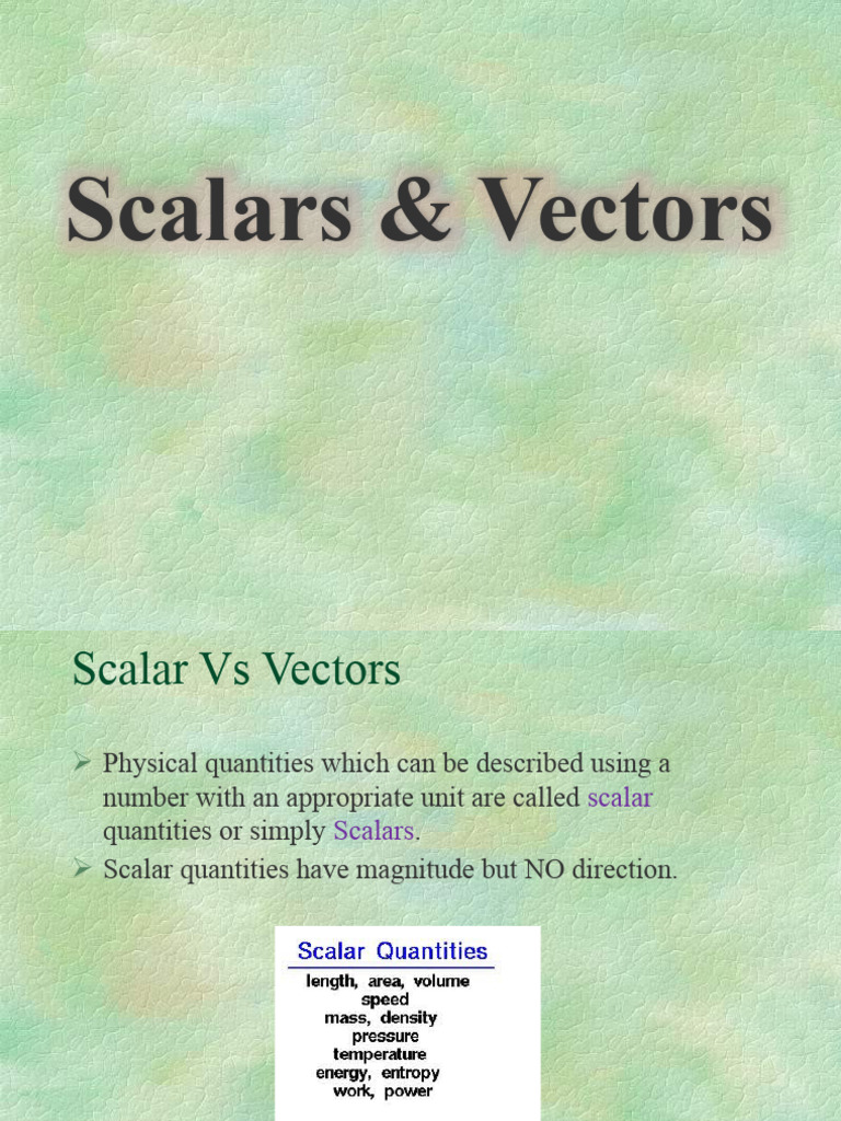 Scalars and Vectors | PDF | Speed | Euclidean Vector
