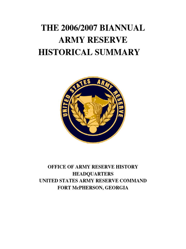 USARC Biannual History 06-07 | PDF | United States Army Reserve ...