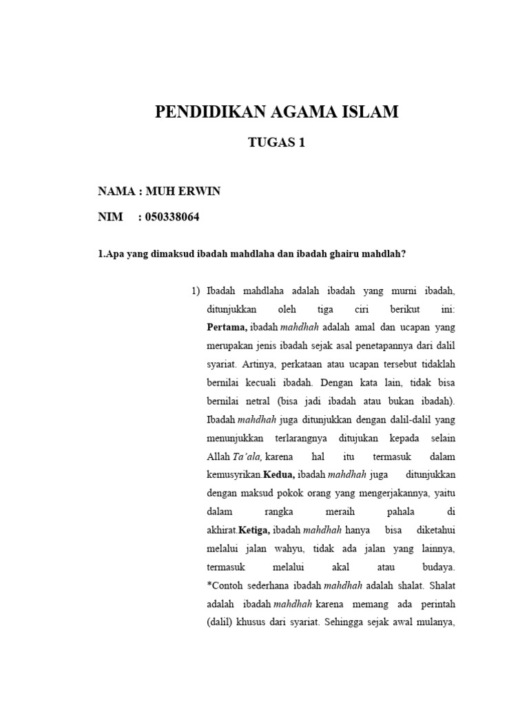 Tugas 1 Muh Erwin Pendidikan Agama Islam | PDF