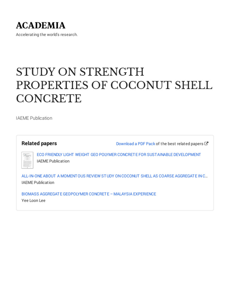 STUDY ON STRENGTH PROPERTIES OF COCONUT SHELL CONCRETE-with-cover-page ...