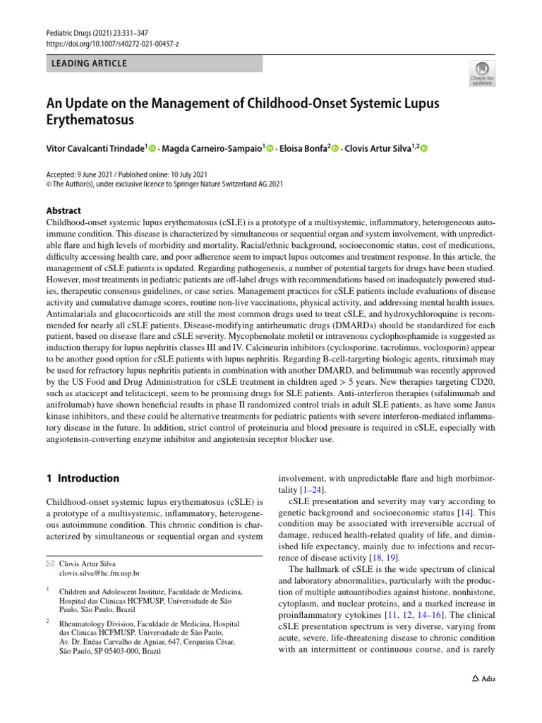 Update Management of SLE Vitor | PDF | Vaccines | Glucocorticoid
