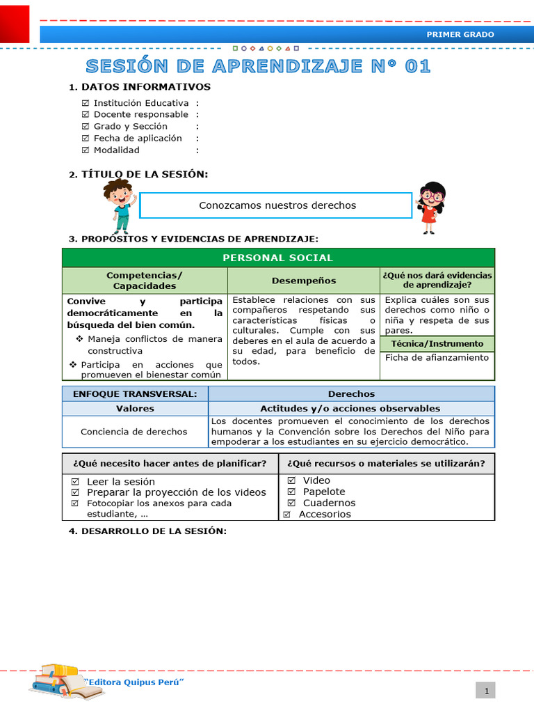 Parte 1 - Sesiones de Aprendizaje - Experiencia de Aprendizaje IX - Editora Quipus Perú | PDF ...