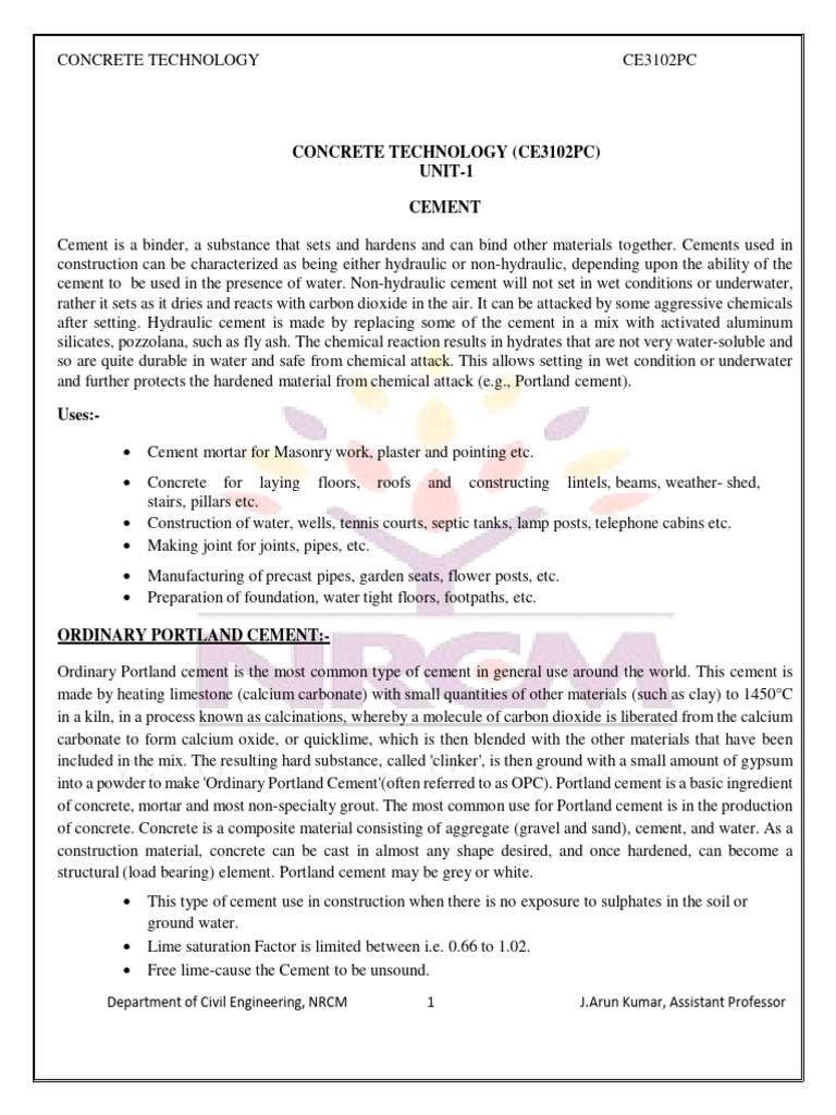 CT Notes | PDF | Cement | Concrete