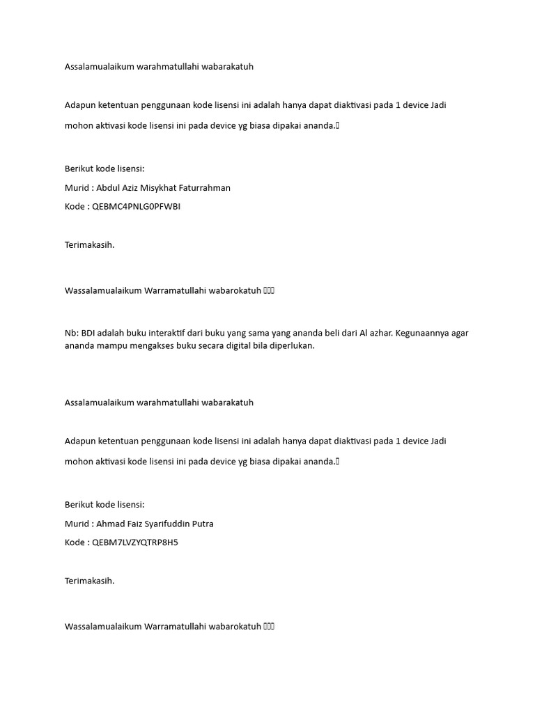 Licenses Code BDI 4E | PDF