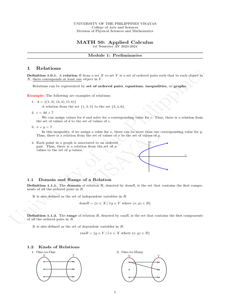 Math - 50 - FS2324 - Module 1 | PDF | Function (Mathematics) | Logarithm