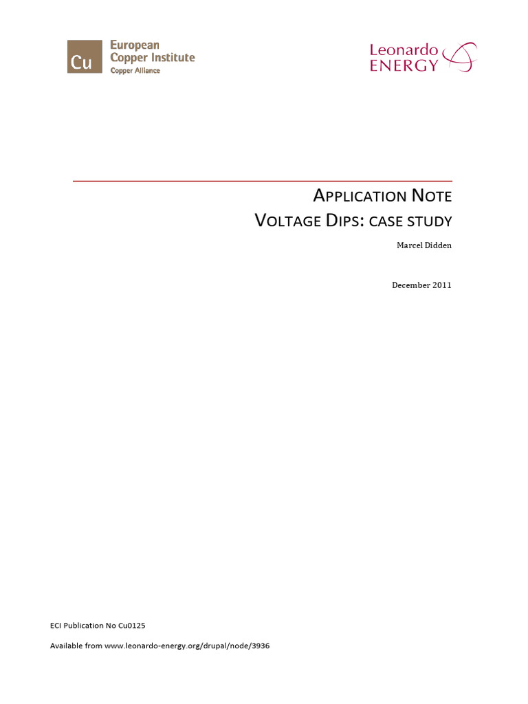 Cu0125 - Voltage Dips Case Study - v1 | PDF | Electrical Grid | Power Electronics