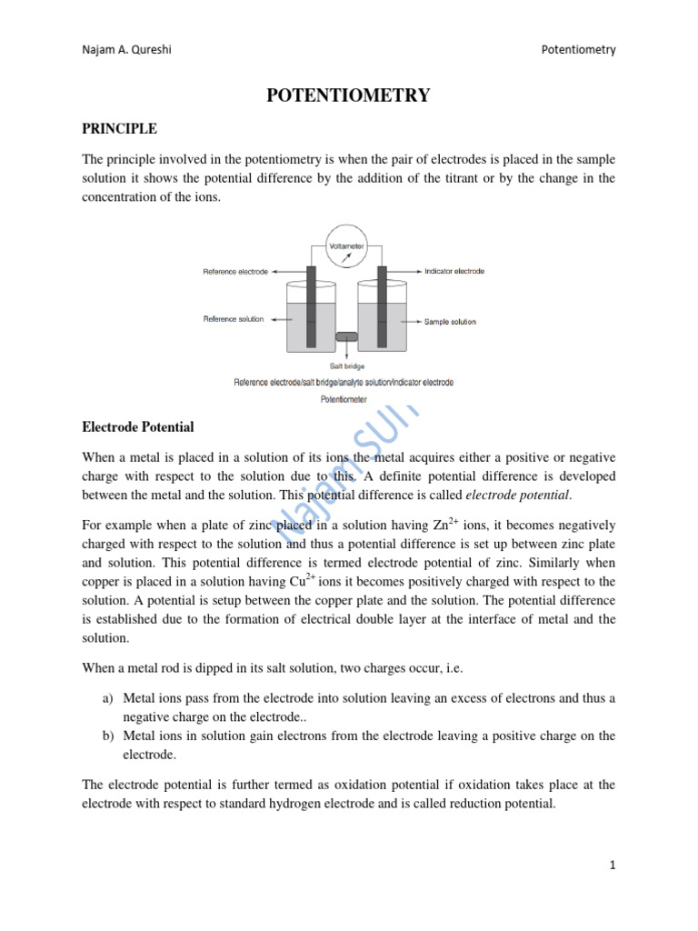 Potentiometry | PDF | Redox | Electrochemistry
