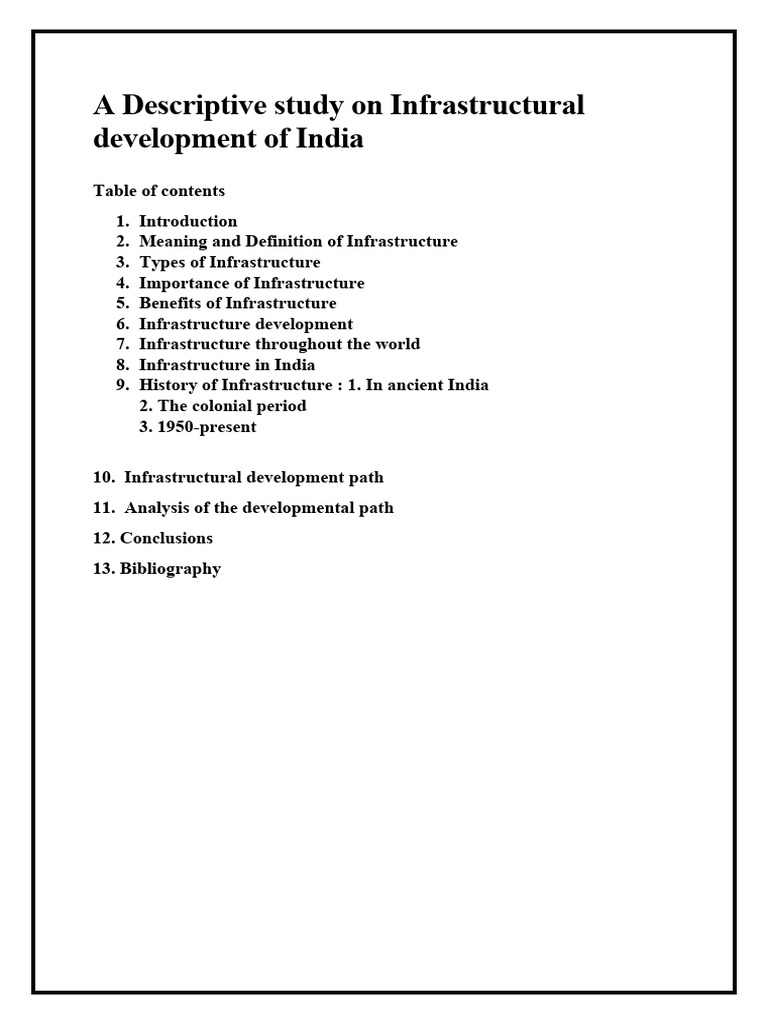 A Descriptive Study on Infrastructural Development of India | PDF | Infrastructure | Transport