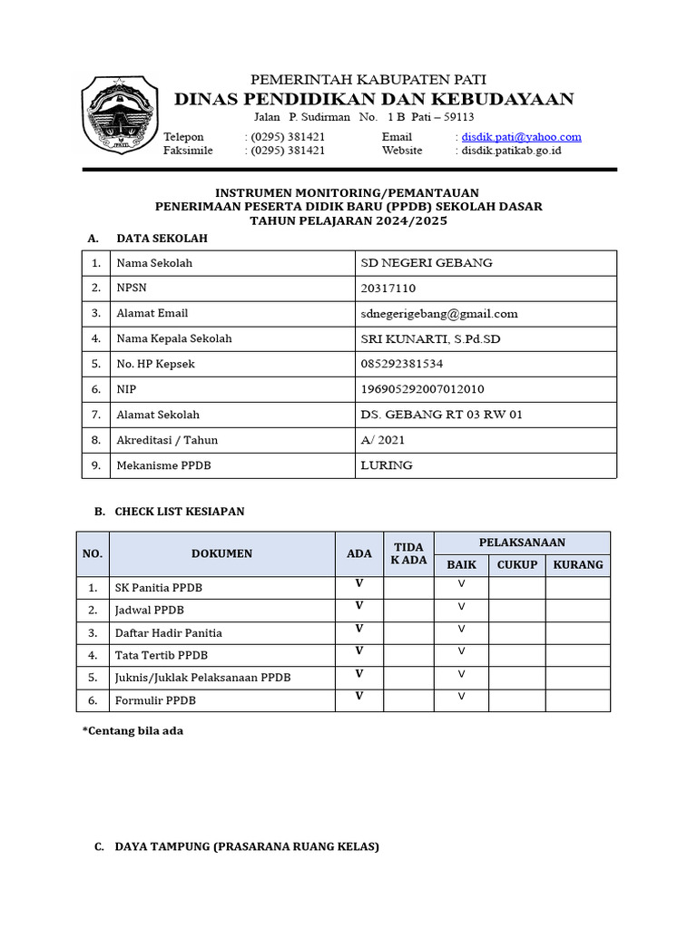 Instrumen Monitoring PPDB 24 | PDF