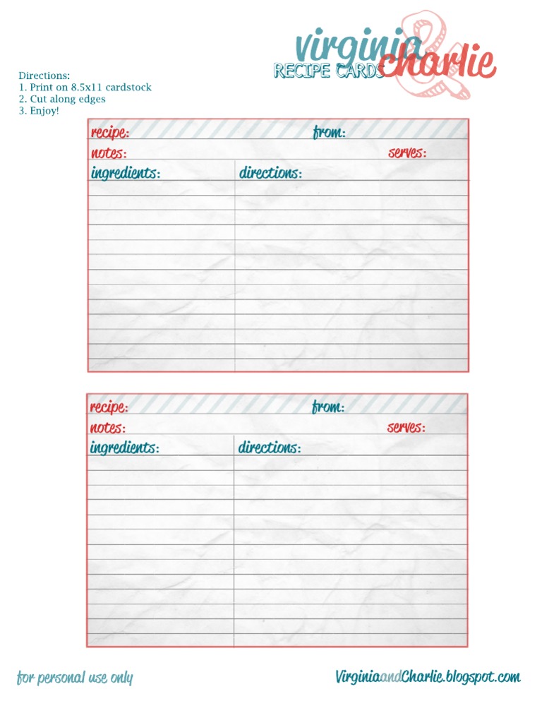Recipe Card Printable | PDF