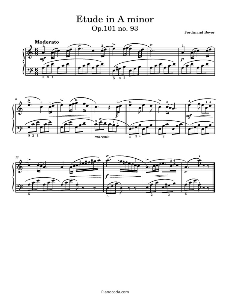Etude in A Minor by Ferdinand Beyer | PDF | Musical Compositions