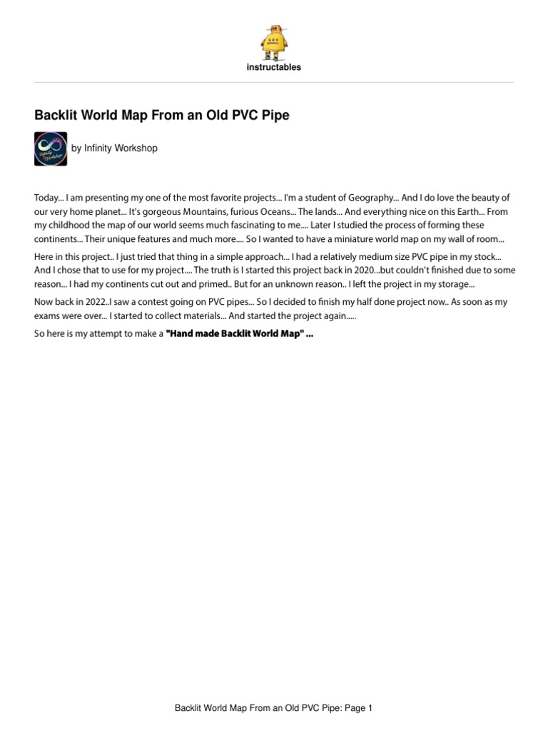 DIY Backlit World Map from PVC Pipe | PDF | Pipe (Fluid Conveyance) | Paint
