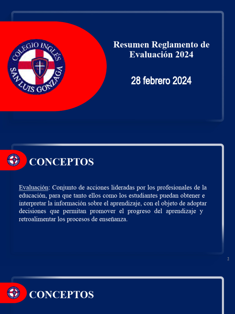 Resumen Reglamento de Evaluación 2024 | PDF | Evaluación | Aprendizaje