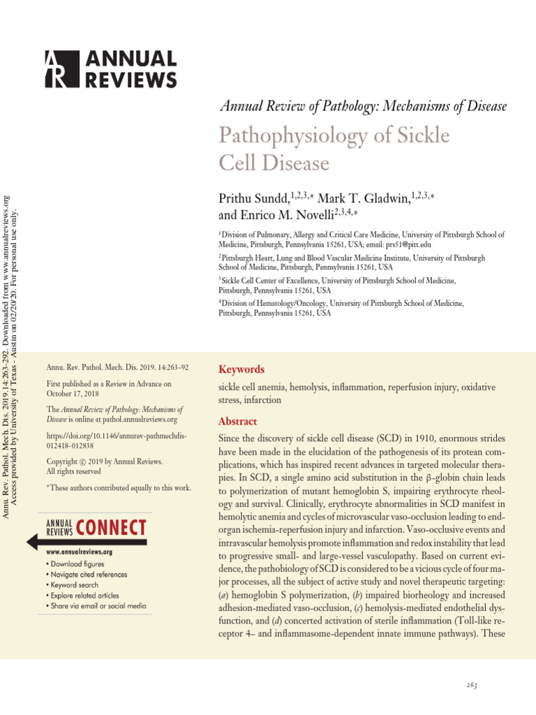 Pathophysiology of Sickle Cell Disease | PDF | Hemoglobin | Endothelium
