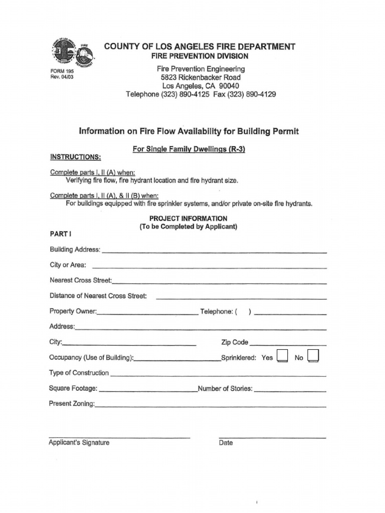 Fire Flow Availability Form PDF | PDF