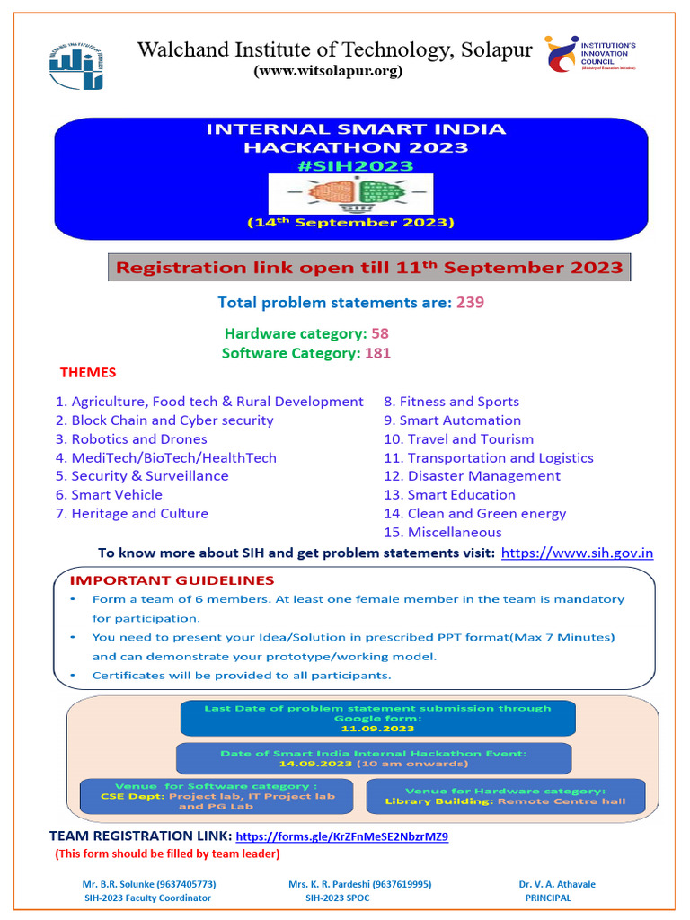 SIH 2023 Flyer | PDF