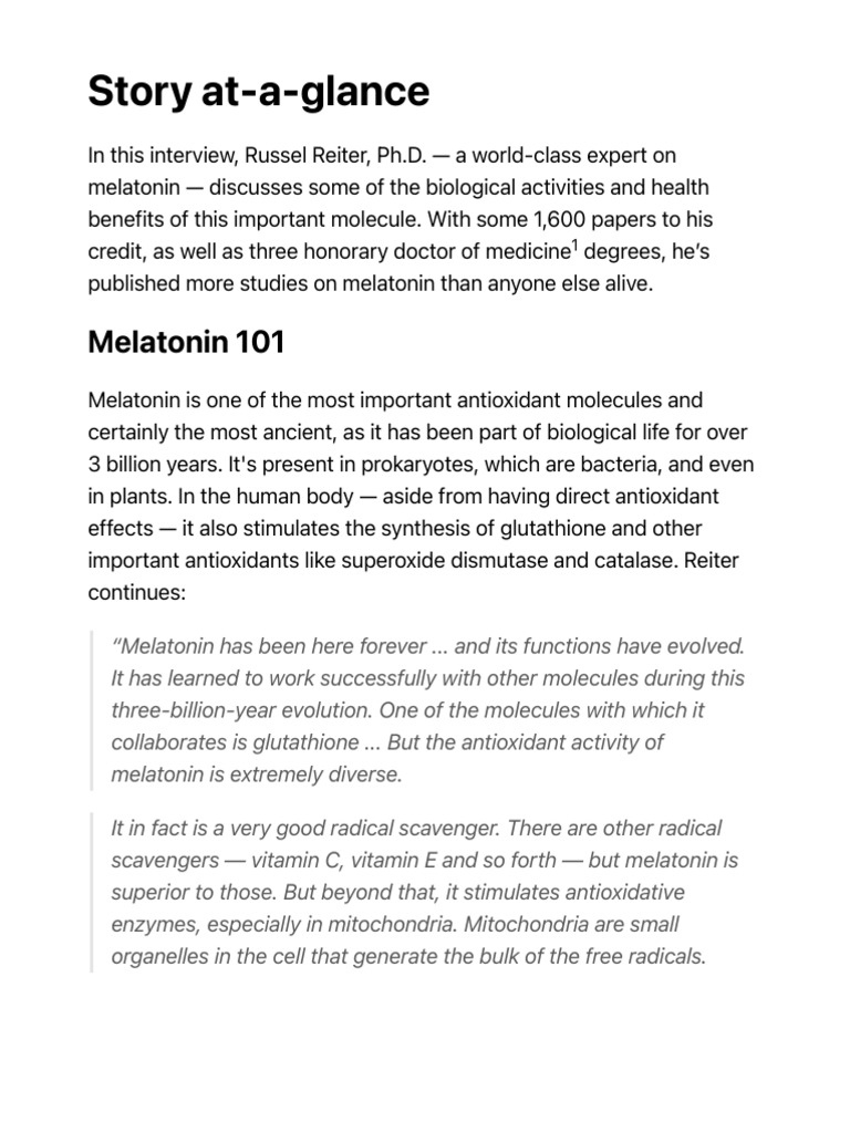 Melatonin Mercola Russel Reiter - What You Need To Know About Melatonin ...