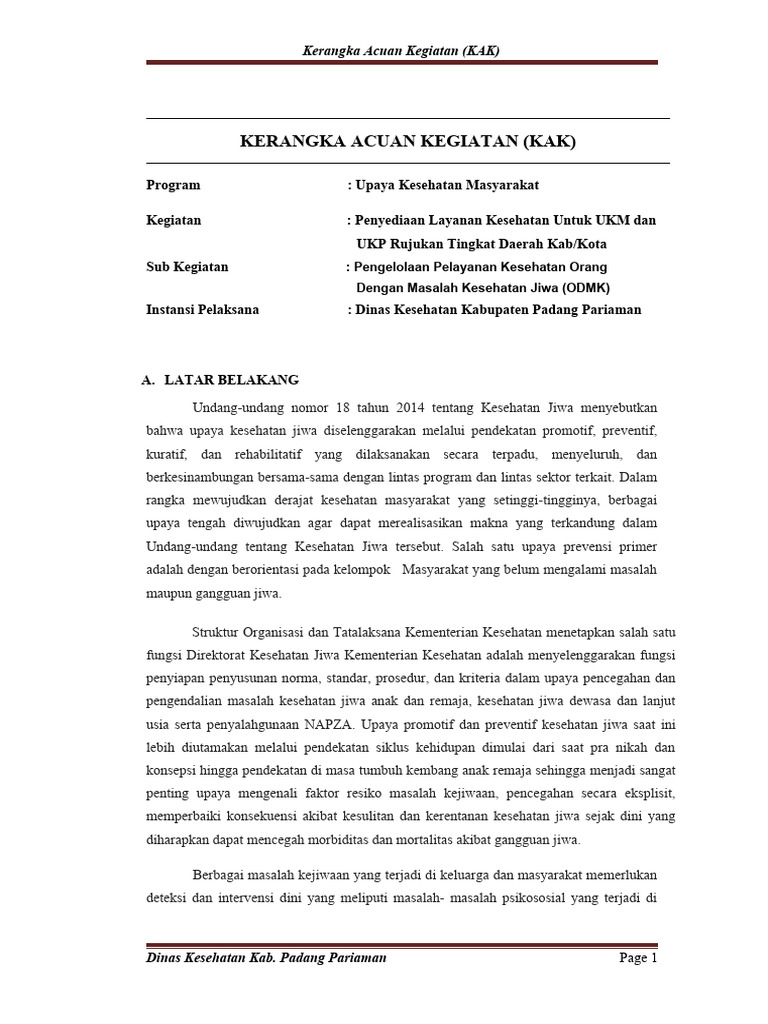 Kak Renja Odmk 2025 | PDF | Pengembangan Diri | Kesehatan Holistik