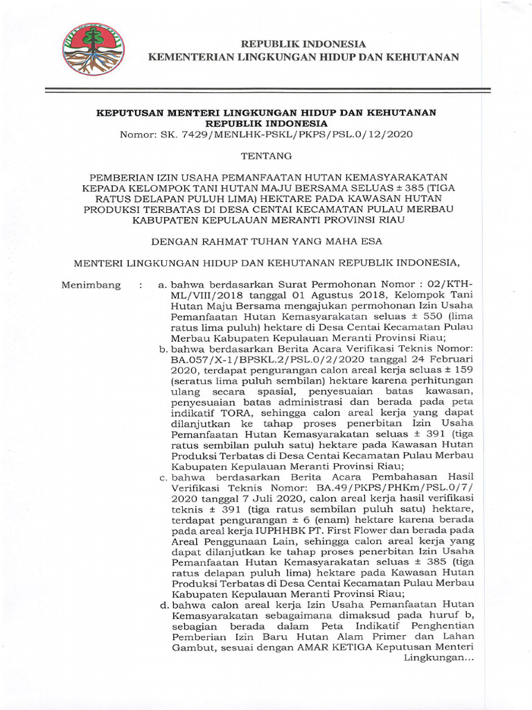 1.5 SK Pembentukan Kelompok KTH Maju Bersama | PDF