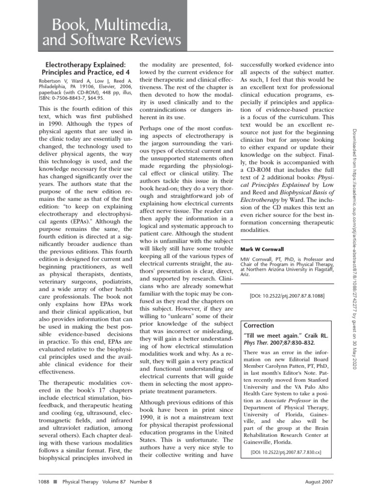 Electrotherapy Explained Principles And Pdf Physical Therapy