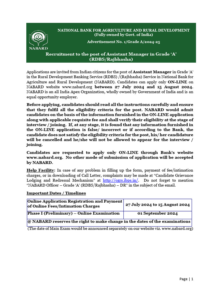 2707240233final Advertisement Grade A Rdbs Rajbhasha 2024 | PDF | Academic Degree | Bachelor's ...