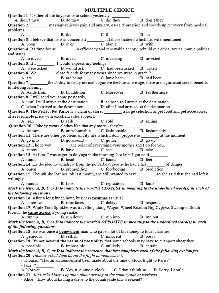 Multiple Choice | PDF