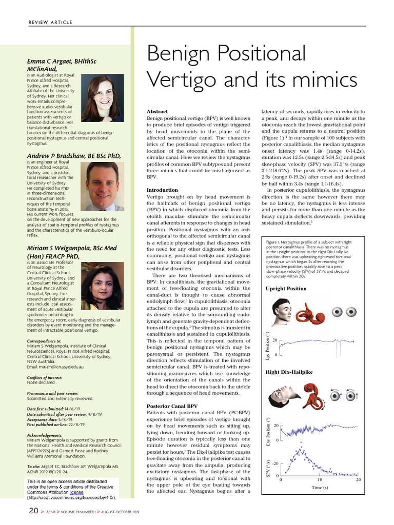 Understanding Benign Positional Vertigo | PDF | Vertigo | Clinical Medicine