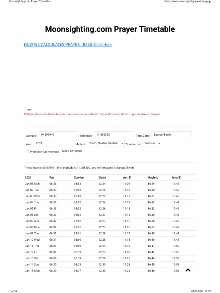 Prayer Timetable | PDF | Geography