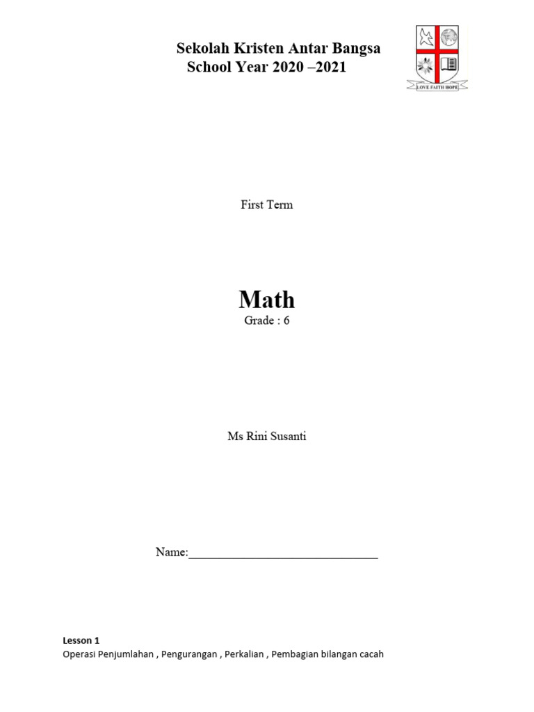 Math Term 1 Murid | PDF | Metode & Bahan Ajar