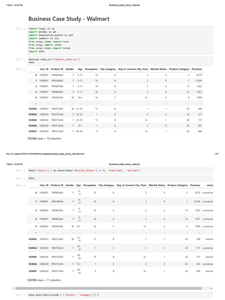 Business Case Study Walmart New | PDF | Quartile | Statistics