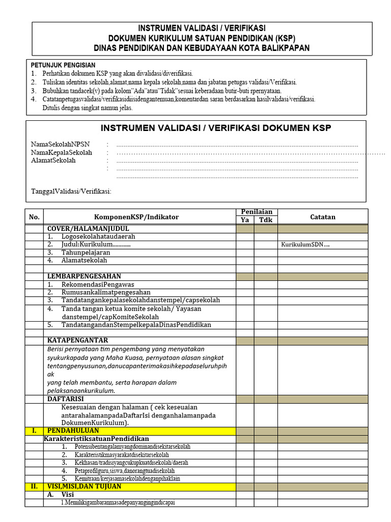 Panduan Validasi Dokumen KSP Sekolah | PDF