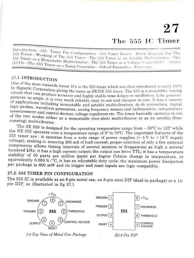 555 Timer IC Pin Configuration Guide | PDF | Electrical Circuits ...