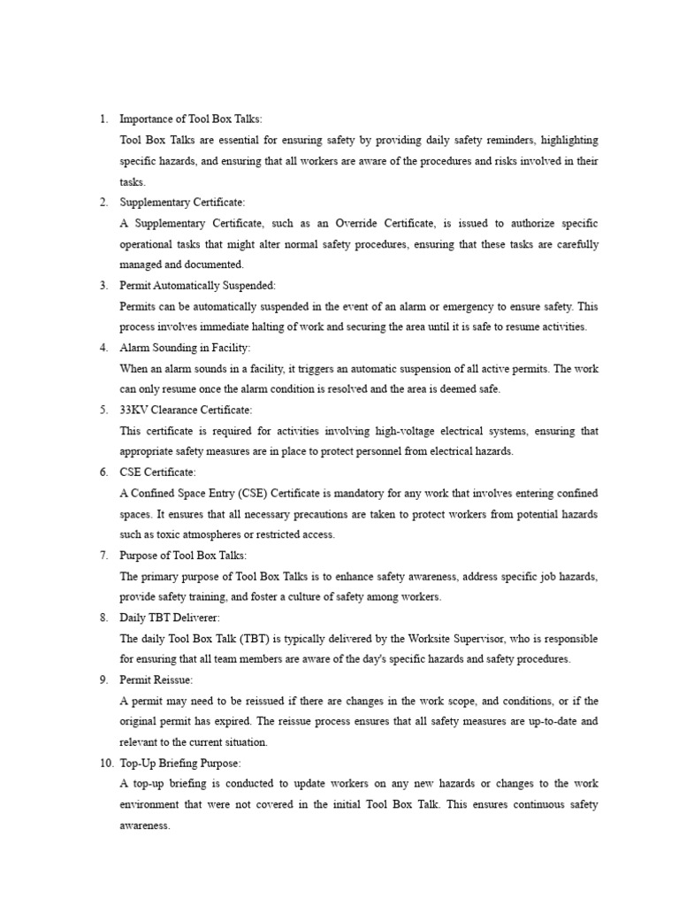 Importance of Toolbox Talks for Safety | PDF | Safety | Hazards