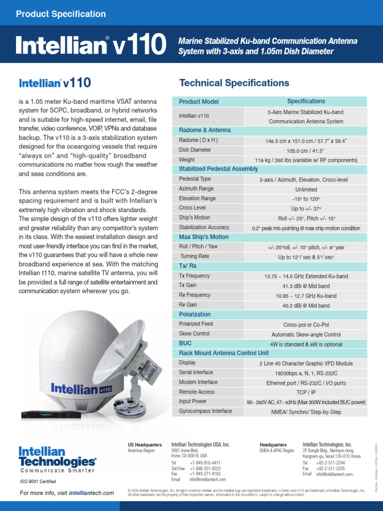 v110 - Intellian Ku Band Antenna | PDF | Broadband | Very Small ...