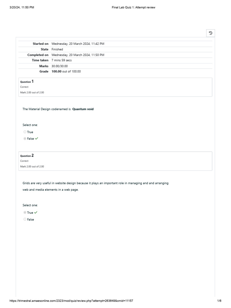Final Lab Quiz 1 Review Results | PDF | J Query | Internet