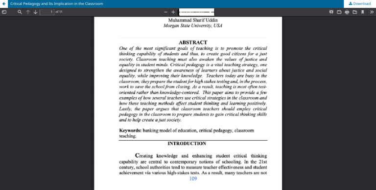 View of Critical Pedagogy and Its Implication in The Classroom | PDF ...