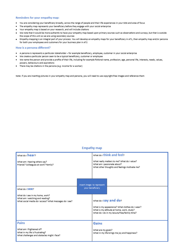 BSD130 Empathy Map & Persona Template | PDF | Empathy | Cognition