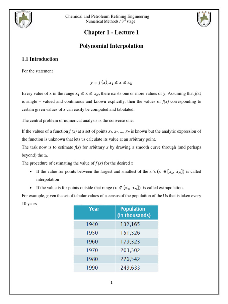 Numericalmethods Lecture 1 Pdf Finite Difference Interpolation