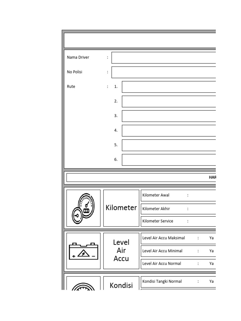 Form Checklist Kendaraan | PDF