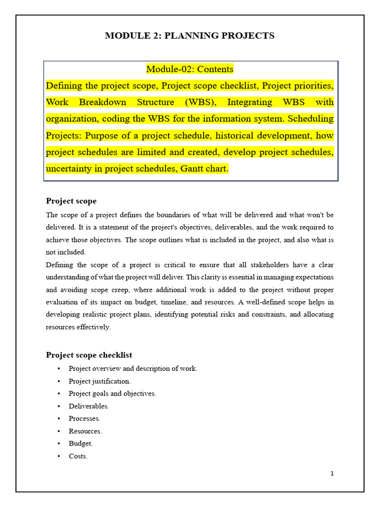 Pm Module 2 Notes Pdf Project Management