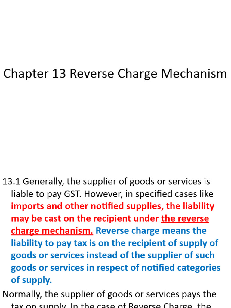 Understanding Reverse Charge Mechanism | PDF | Taxes | Value Added Tax