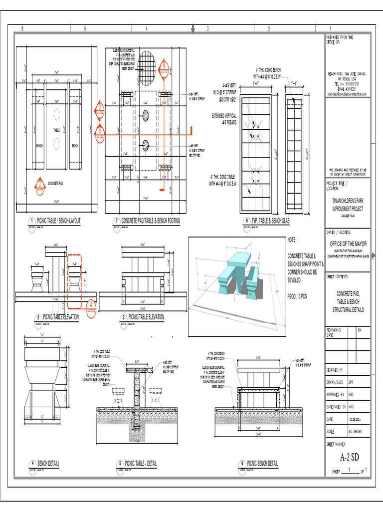 Concrete Pad, Table & Bench Design | PDF | Structural Engineering | Building Materials