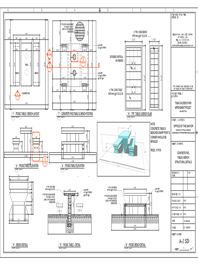 Concrete Bench and Table Details | PDF