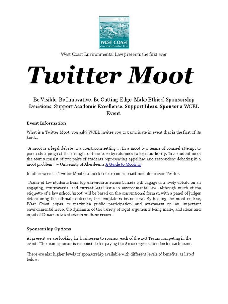 WCEL Twitter Moot Sponsorship | PDF | Twitter | Websites
