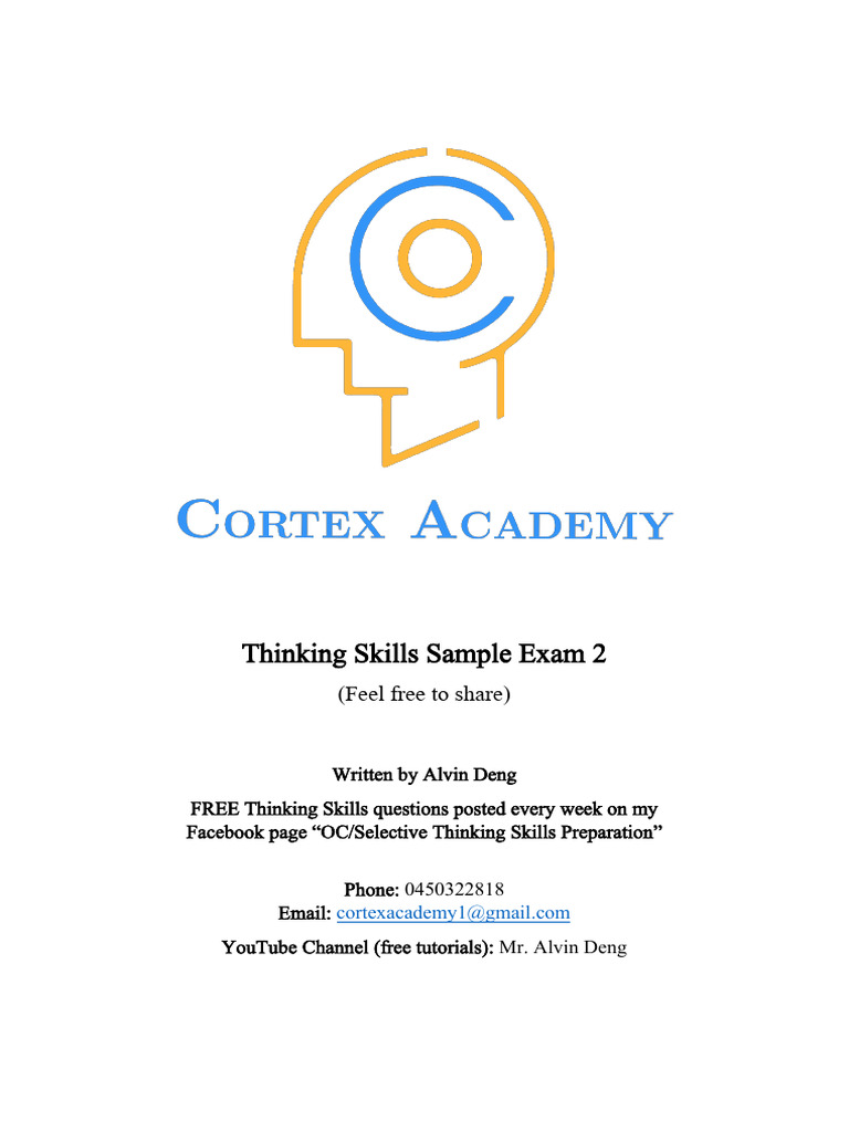 Thinking Skills Sample Exam 2 | PDF