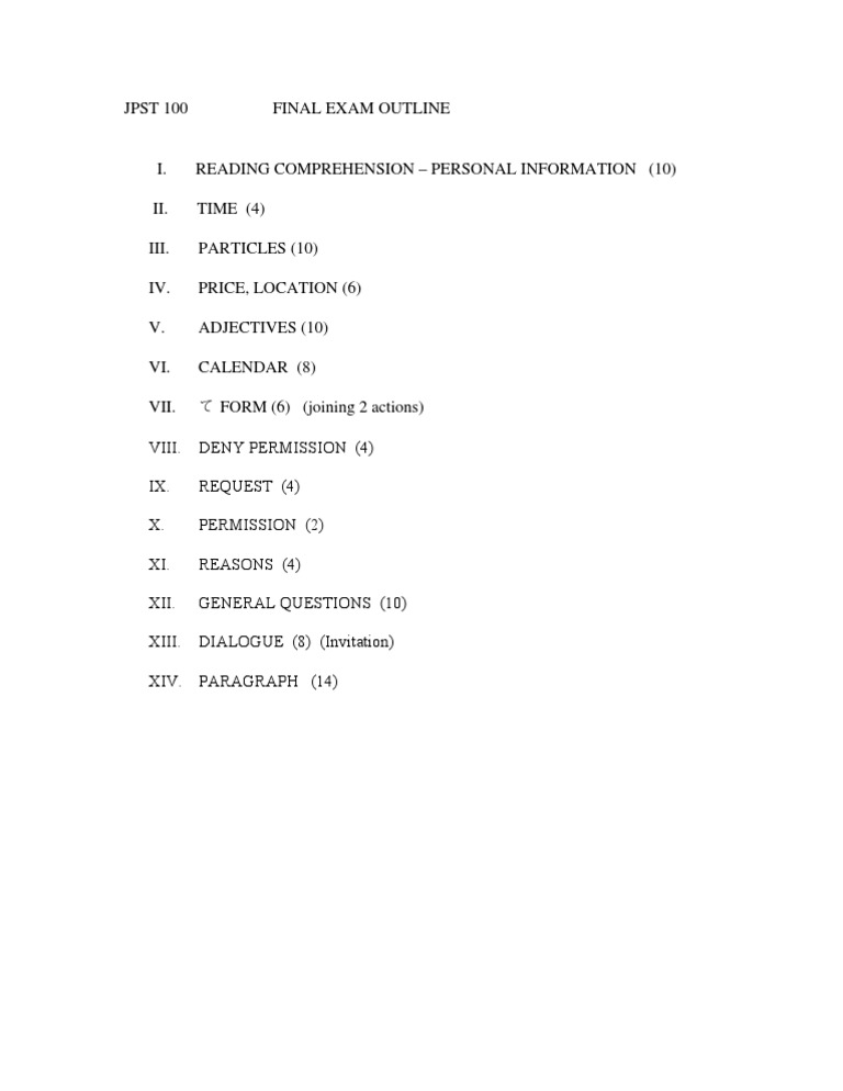 Final Exam Outline | PDF