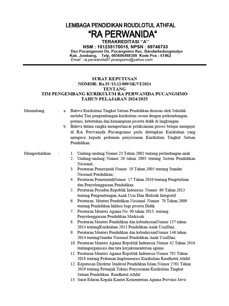 Lampiran 2 SK Tim Pengembang Kurikulum | PDF